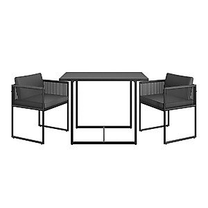 COSCO CoscoProducts Modern Nesting Outdoor Bistro Resin Weave and Fabric Cushions, 3-Piece Set, Dark Gray