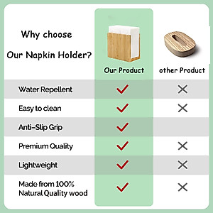 Napkin Holder Bamboo Vertical Napkin holder Wooden Napkin Holder, Natural Bamboo Wood Strong and Waterproof, Napkin Holder For Table, Kitchen and Countertops