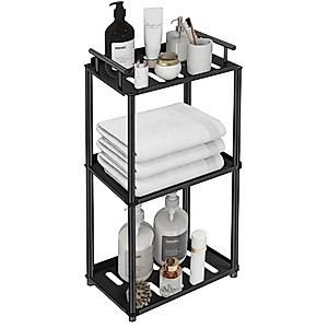 VOTZAAQ Corner Shower Caddy 3 Tier Standing Shower Caddy Corner, Black Shower Rack Bathroom Storage Organizer with Handle, Rustproof Stainless Steel Corner Shelf, Shower Shelf for Inside Shower