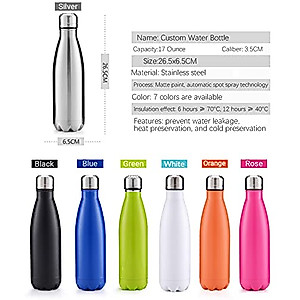 KEAECIZ Personalized Water Bottle Engraved Your Name, Custom 17oz Stainless Steel Sports Bottle Perfect for the gym and office/Outdoors Insulated Water Bottle