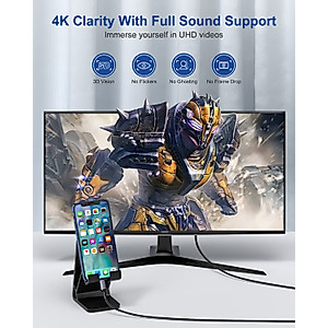 Lightning to HDMI Cable Adapter for iPhone, [Apple MFi Certified] iPhone to hdmi Adapter Cable to TV with iPhone/iPad/iPod 1080P Digital AV Sync Screen Connector on HDTV/Monitor/Projector-6.6 Ft/2M