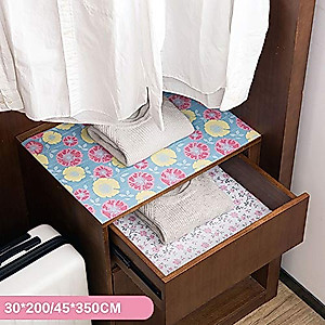 GLOW4U Decorative Floral Foam Non-Adhesive Shelf Liner for Drawer Refrigerator Kitchen Cabinets Pantry Cupboard Closet (Pink, 17.7x137 Inches)