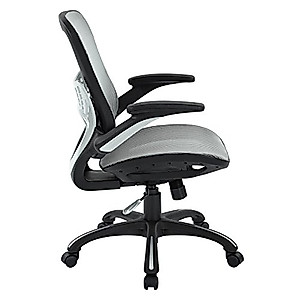 Office Star Ventilated Manager's Office Desk Chair with Breathable Mesh Seat and Back, Black Base, Grey