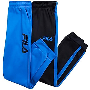 Fila Boys Active Sweatpants - 2 Pack Athletic Performance Fleece Jogger Sweatpants - Activewear Pants for Boys, S-XL, Size Medium, Prince Blue/Black