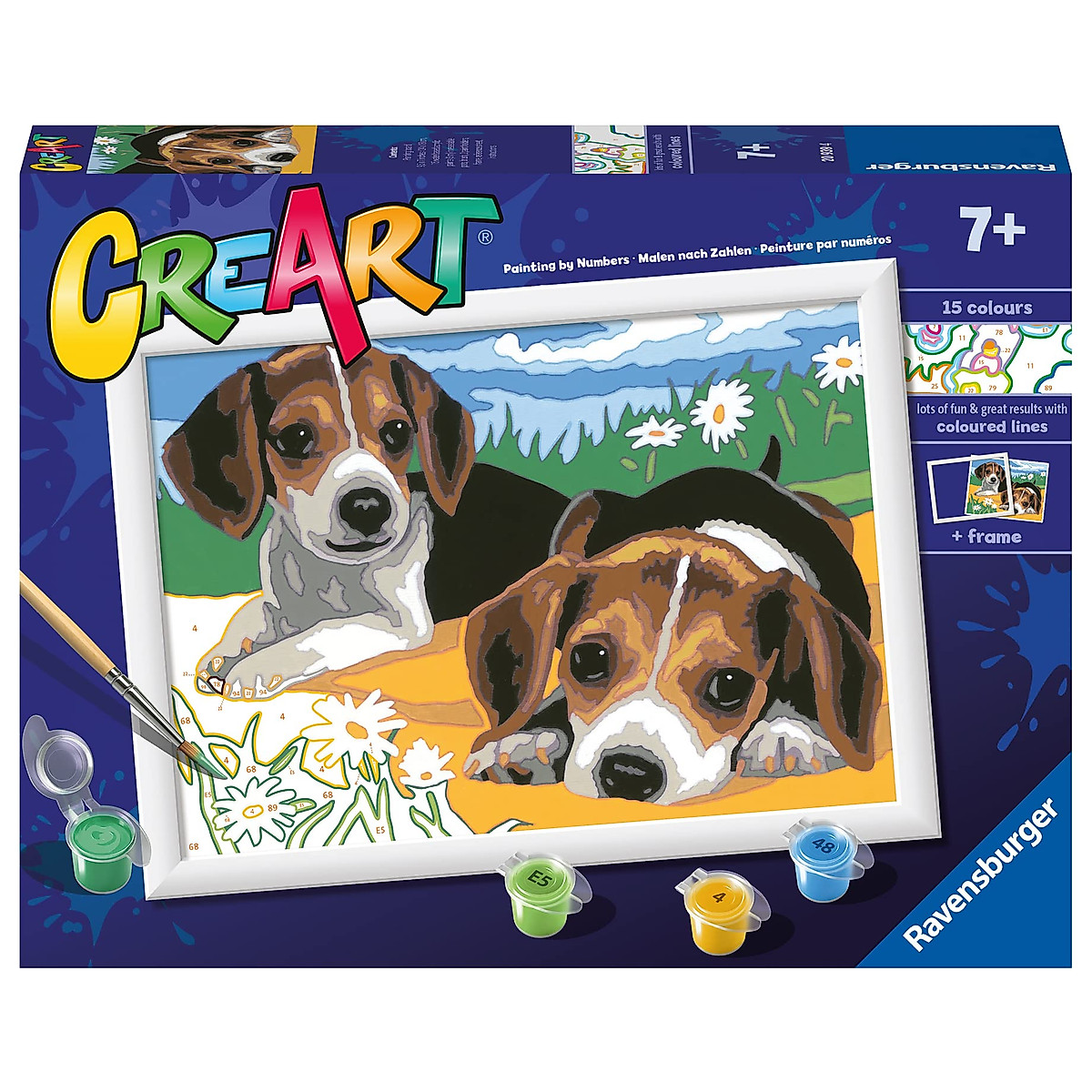 Ravensburger CreArt Jack Russell Puppies Paint by Numbers Kit for Kids - Painting Arts and Crafts for Ages 7 and Up