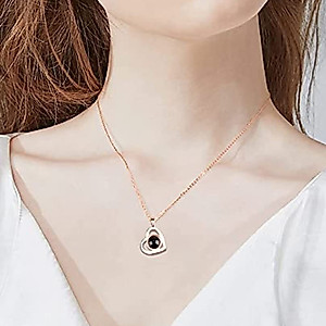 Wexibauyl Custom Photo Projection Necklace Personalized Photo Necklace with Picture Inside Heart Pendant Necklaces Gift for Christmas Birthday Anniversary