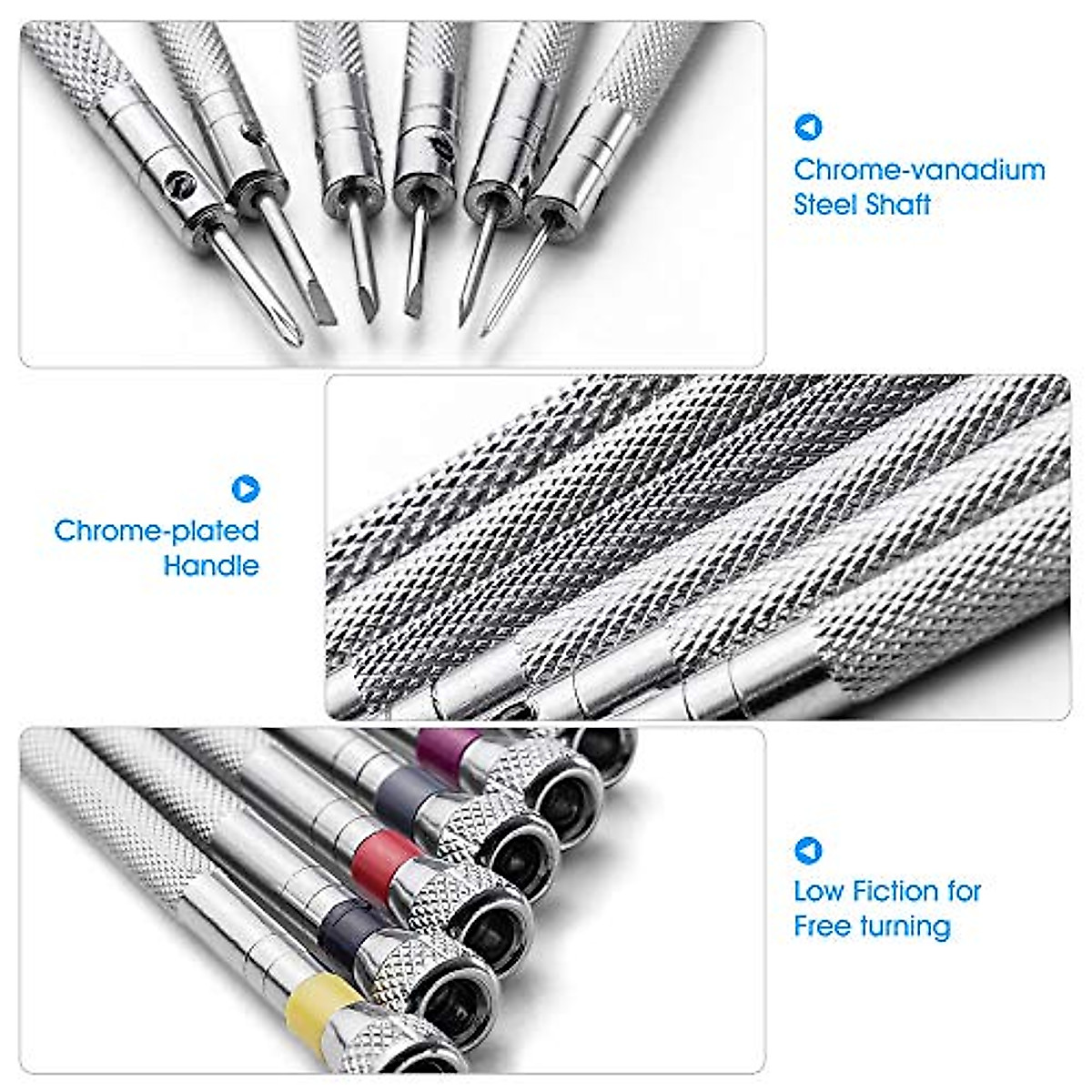 6PCS Micro Precision Screwdriver Set, VAKOGAL Premium Screwdriver Kit 0.8-1.6mm, 6 Extra Replace Blades for Watch Repair, Eyeglasses Repair, Jewelry Work, Electronics Repair