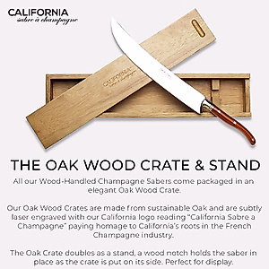 California Champagne Saber Company - Rosewood - Handmade Sword Made in Laguiole French Style - Packaged in Elegant Oakwood Crate - Luxurious Champagne Knife Bottle Opener