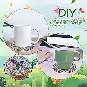 JHGCVX 10 Pcs Hummingbird Diamond Painting Coasters Kit,Diamond Art Coasters with Holder,Cute Hummingbird Diamond Painting Coasters for Adults Beginners and Kids Art Craft Supplies Gift