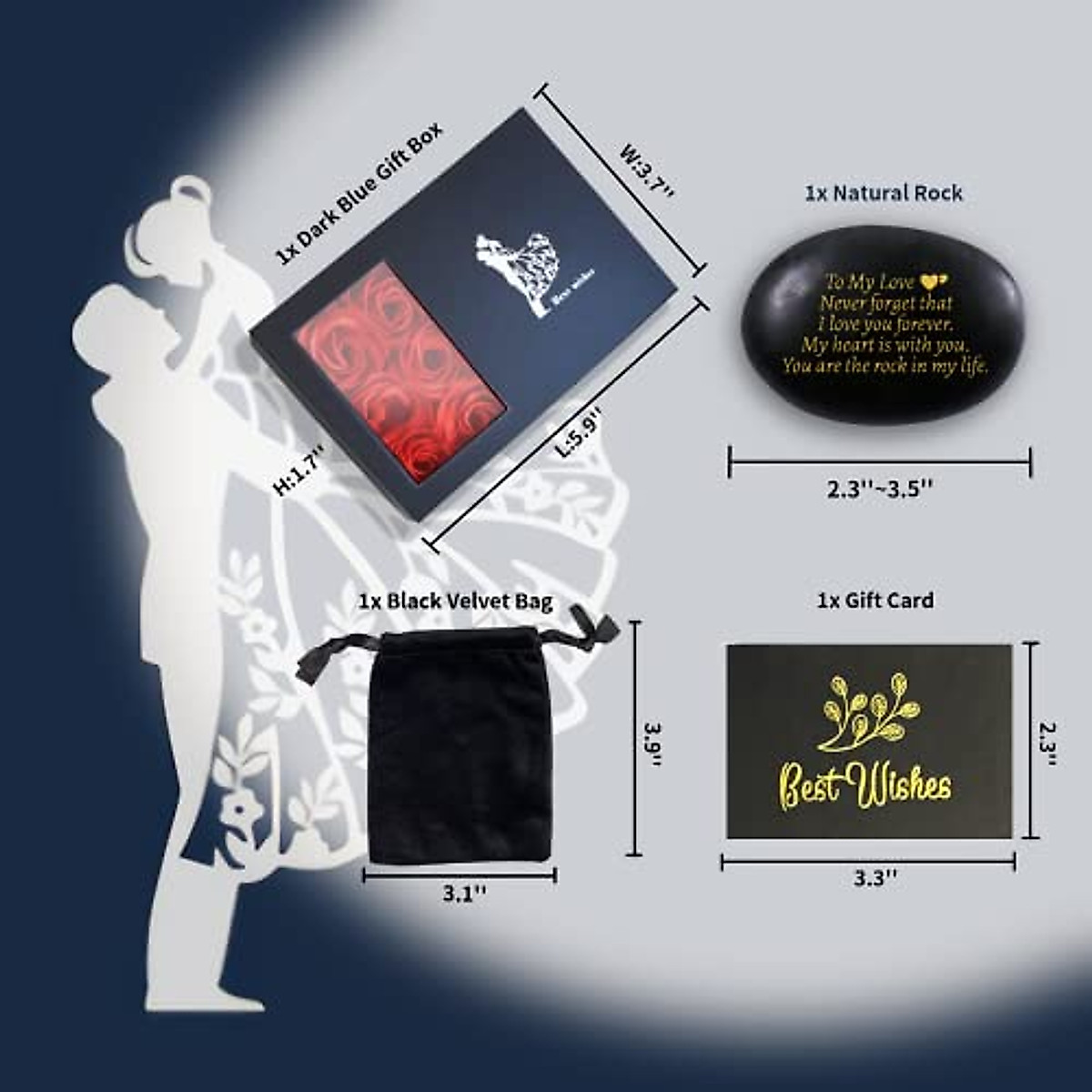 Anniversary Wedding Gifts for Him Her Boyfriend Girlfriend Husband Wife, Unique Engraved Rock Gifts with Romantic Words, Couples Gifts for Wedding Birthday