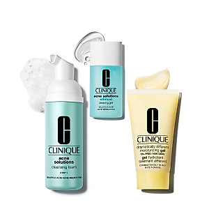 Clinique Acne Solutions Fix It Kit Set For Acne Prone Skin | Acne Solutions Cleansing Foam, Clinical Clearing Gel + Dramatically Different Moisturizing Gel