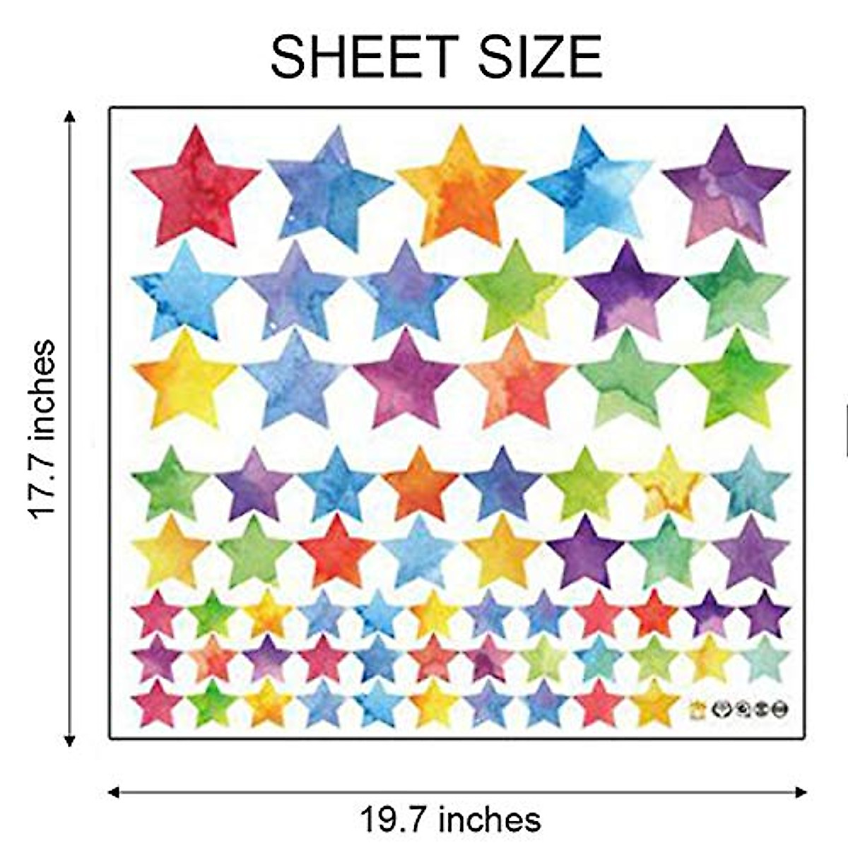Coobbar 147 Count Multi Size Polka Wall Decals, Peel and Stick Wall Stickers, Rainbow Wall Decals for Kids Room, Living Room, Bedroom(Round and Star)