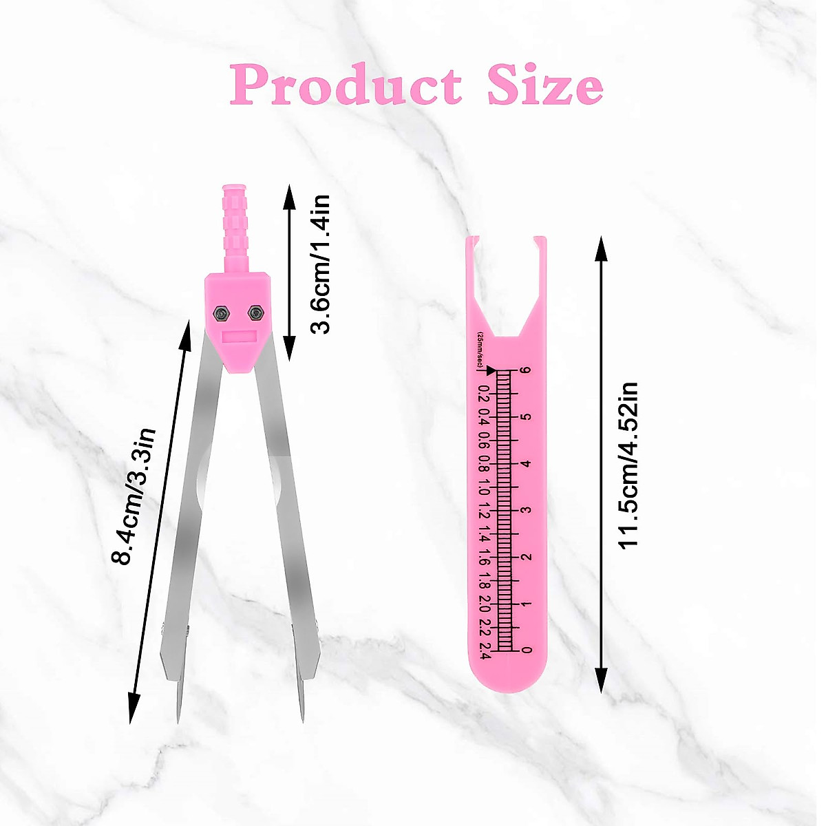 Jeffdad EKG Calipers ECG Calipers Measuring Tool Nursing or Doctor Caliper Divider for Measuring Drafting Electrocardiographs wif Ruler(Pink)