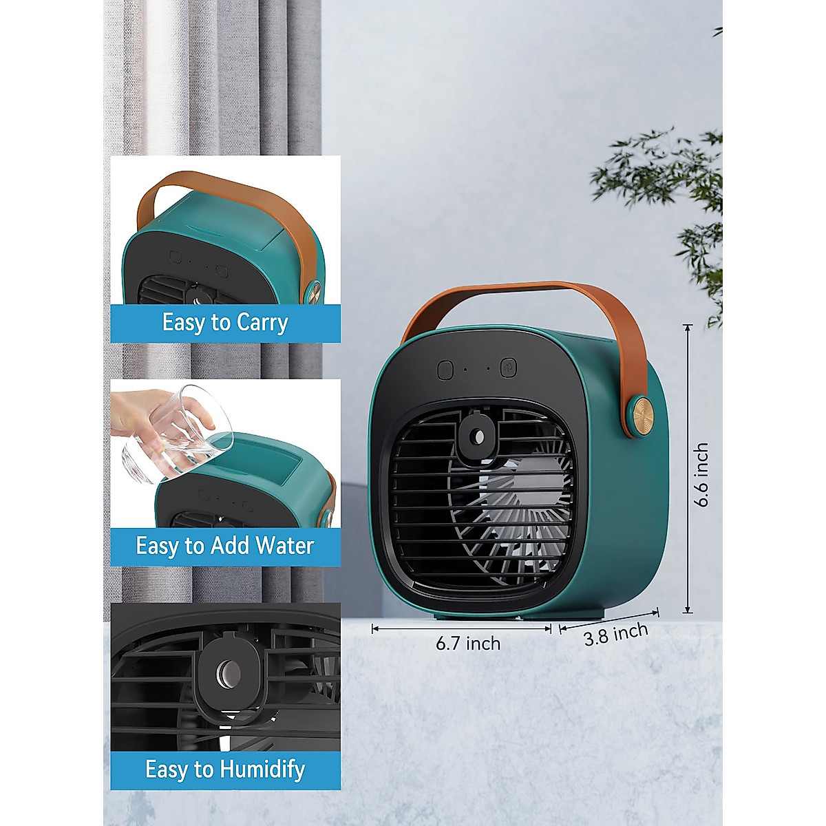 2024 Air Conditioner Portable- Rechargeable Personal Air Cooler with 3 Speeds, Mini Air Conditioner Fan, Quiet Desk Cooling Fan for Home, Bedroom, Travel, Office, Outdoor, Indoor