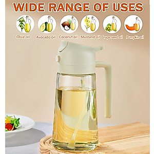 JULEHUI Oil Dispenser Bottle for Kitchen - 16oz Olive Oil Sprayer for Cooking - Food Grade Refillable Glass Oil Spray