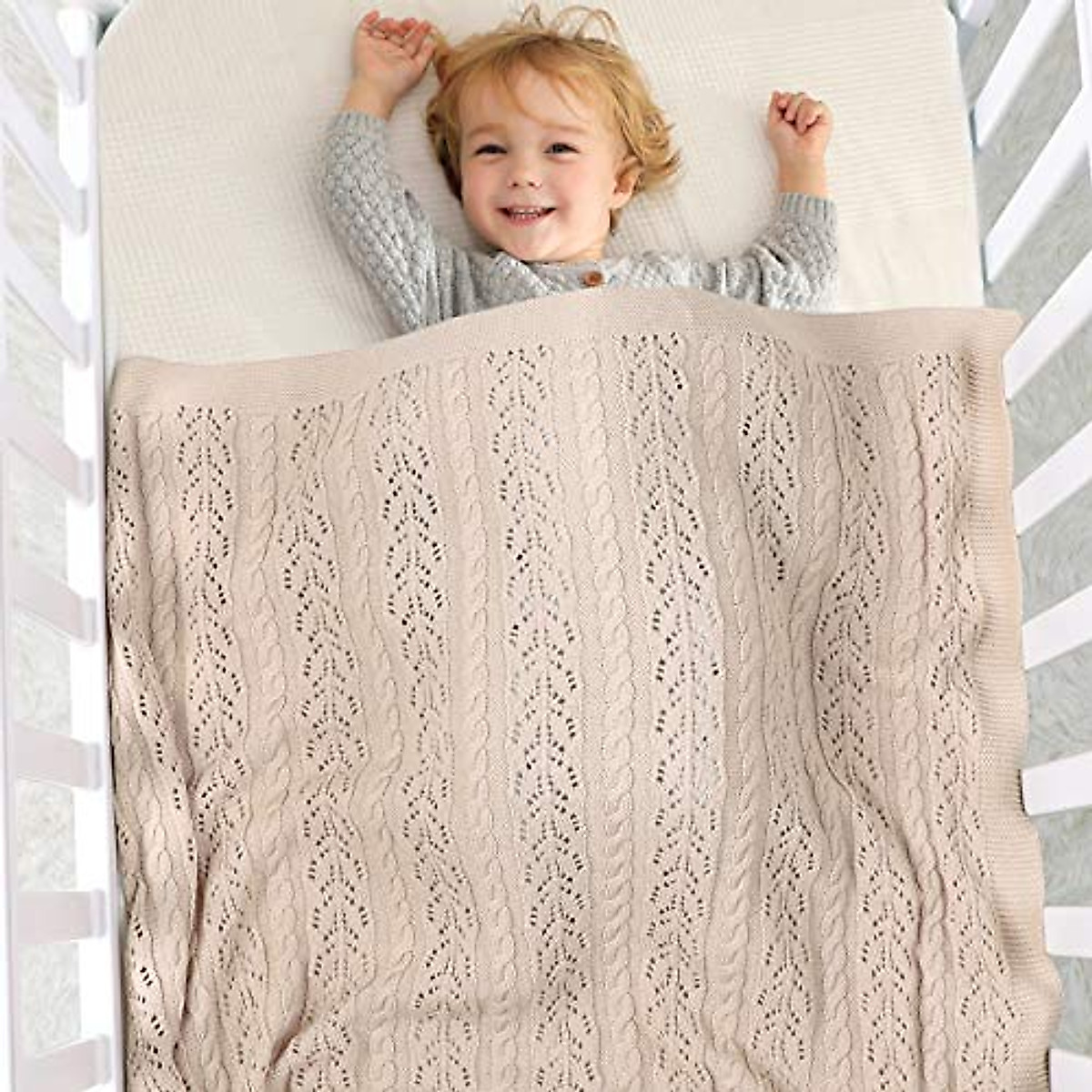 LAWKUL Neutral Baby Blankets Cotton Baby Girl Receiving Blankets Infant Swaddle Baby Blanket Newborn Gender Neutral Nursery Decor Size 40x30 Inches