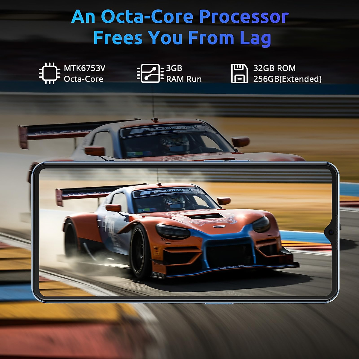 Xgody Mate50 3GB+32GB Octa-Core 4G Unlocked Phones, 6.56'’ Incell Screen Dual Sim Unlocked Cell Phones, 4500mAh Battery, Face Unlock, Camera 5MP+18MP Android Smartphones (Blue)