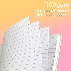 Pink Green Aesthetic Hardcover Notebooks for Work, A5 size 5.8 x 8.3 inch, Cute Notebooks for School 4 Pack, Retro Notebooks College Ruled, Cute Spiral Journal for Women, Kids Back to School Notebook