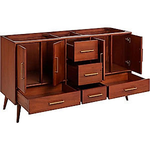 Signature Hardware 953364-60-UM-0 Novak 60" Free Standing Double Vanity Set with Mahogany Cabinet, Vanity Top and Oval Undermount Vitreous China Sink