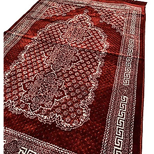 Modefa Turkish Islamic Prayer Rug - Soft & Comfortable Prayer Mat - Muslim Janamaz Sajada - Plush Velvet Praying Carpet for Men and Women - Ramadan or Eid Gift - Geometric Floral Ipek (Red)
