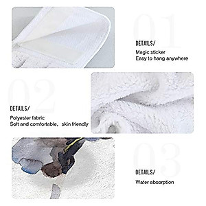 Oarencol Vintage Cow Daisy Flower Kitchen Hand Towel Farm Animal Absorbent Hanging Tie Towels with Loop for Bathroom 2 Pcs