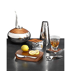 nambe Blend Bar Board with Knife | 9-Inch Board | 7-Inch Knife | Made of Acacia Wood and Stainless Steel | Ideal for Prep and Serving | Designed by Neil Cohen