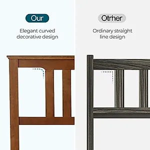 LINSY Queen Bed Frame, Wood Platform Bed Frame with headboard, Solid Wood Bed with Wood Slat Support, No Box Spring Needed, Easy Assembly, Walnut, Queen