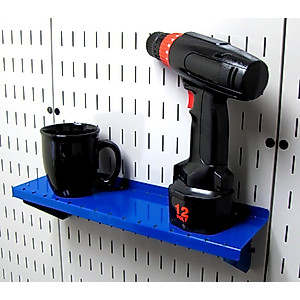 Wall Control Pegboard Shelf 4in Deep Pegboard Shelf Assembly for Wall Control Pegboard and Slotted Tool Board – Blue