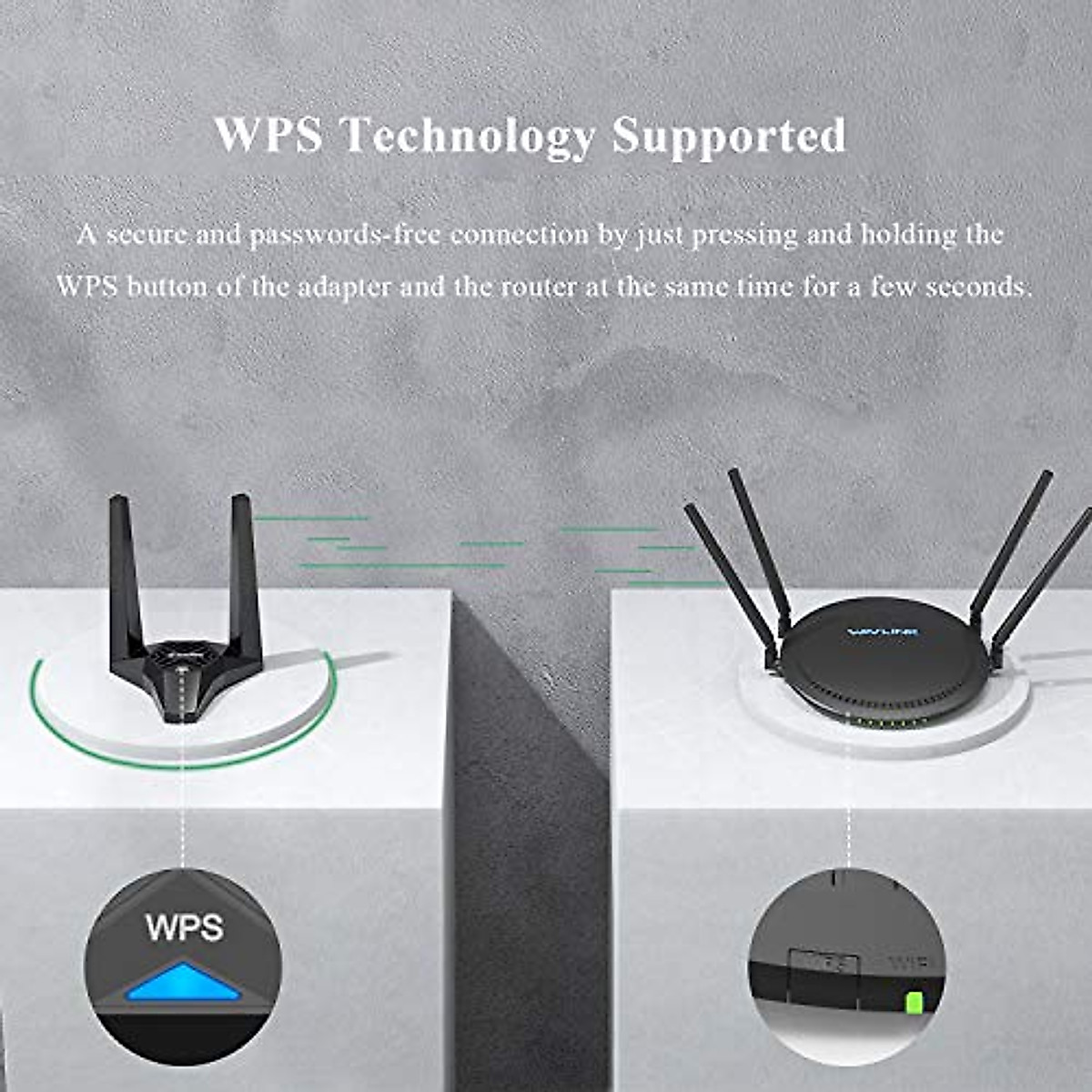 WAVLINK USB3.0 WiFi Adapter, AC1300Mbps Wireless Network Adapter for Desktop PC, Dual Band 5GHz+2.4GHz WLAN with High Gain 2X 3dBi Antennas for Windows XP/Vista/7/8/8.1/10/11 MacOS 10.7-10.15