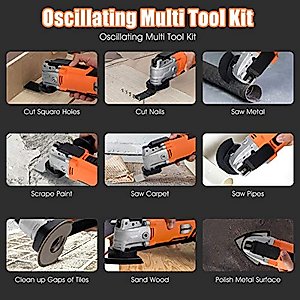 Goplus Oscillating Tool, 1.5A Oscillating Multi Tool with 3° Oscillation Angle, Variable Speeds, Dust Collection and 14pcs Accessories for Cutting, Sanding, Trimming and Removing Flooring