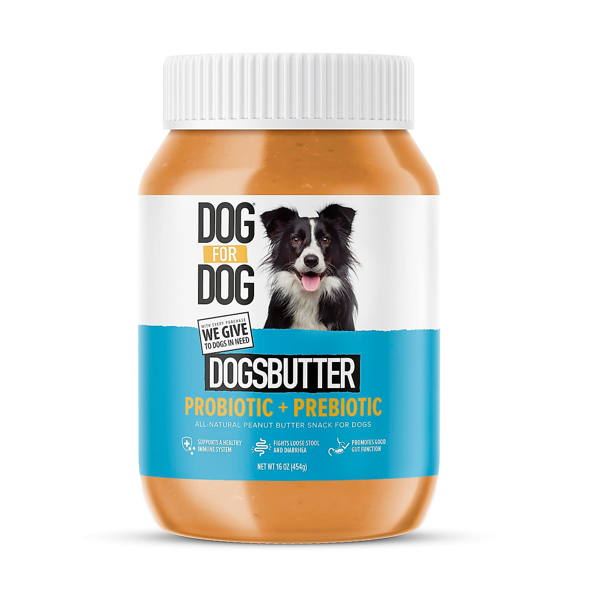 Dog for Dog Peanut Butter with Prebiotic & Probiotics for Dog | Dog Friendly Peanut Butter Treats Improves Immune System & Gut Health | Dog Probiotic Calming Treats for Itchy Skin - Made in The USA