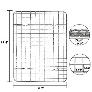KORCCI Cooling Rack For Baking 2pc- 8.2x11.8", Baking Racks, Stainless Steel Grid Wire Cookie Rack for Cooking, Baking, Roasting, Grilling, Drying, Oven-Safe, Dishwasher-Safe, Heavy Duty,
