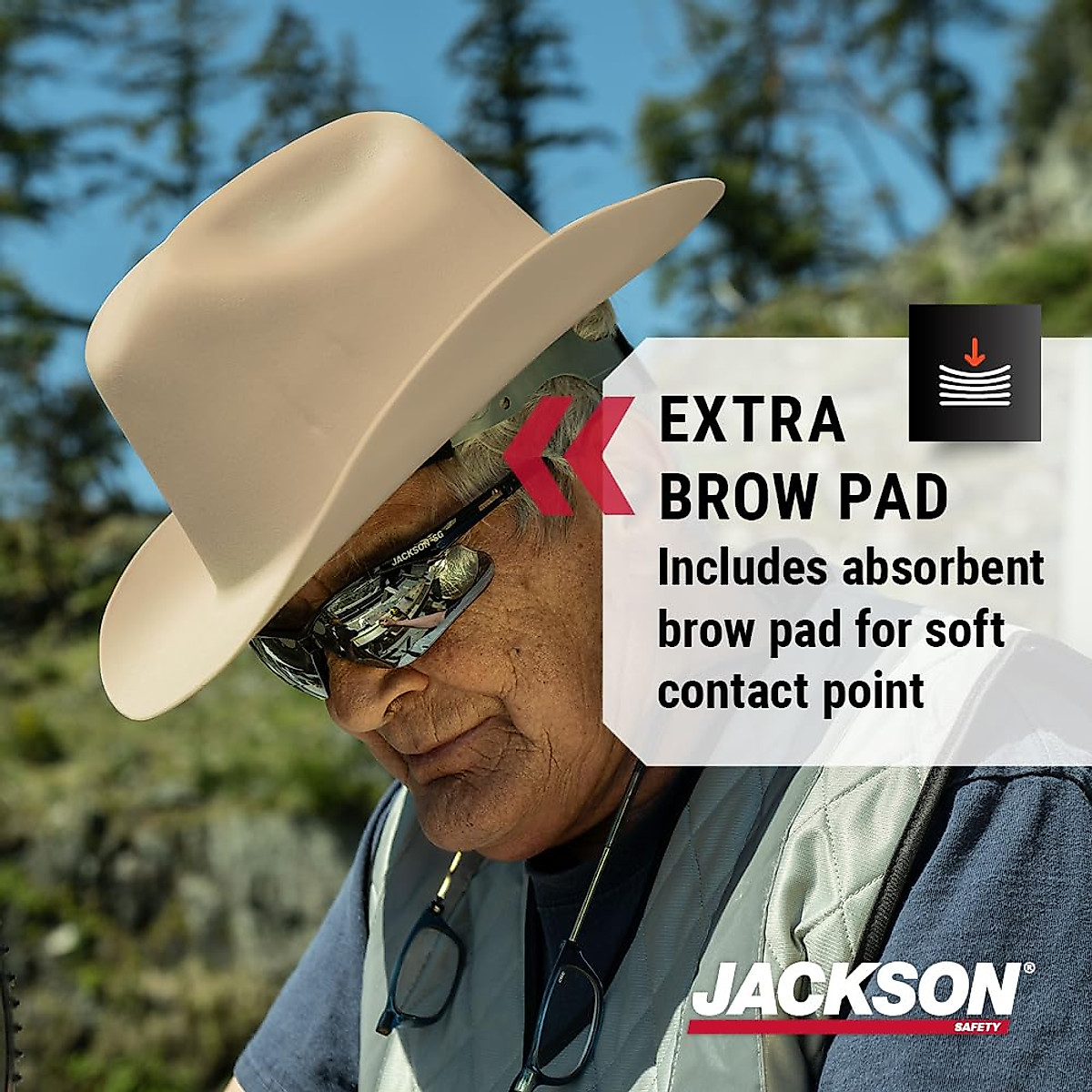 Jackson Safety Cowboy Hard Hat - Western Outlaw Style Construction Helmet with Full Brim Shade - ANSI Z89.1 & OSHA Compliant - (Multiple Colors)