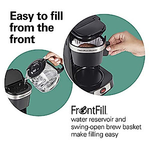 Hamilton Beach 5 Cup Compact Drip Coffee Maker, Works with Smart Plugs, Glass Carafe, Auto Pause and Pour, Black & Stainless Steel (46110)