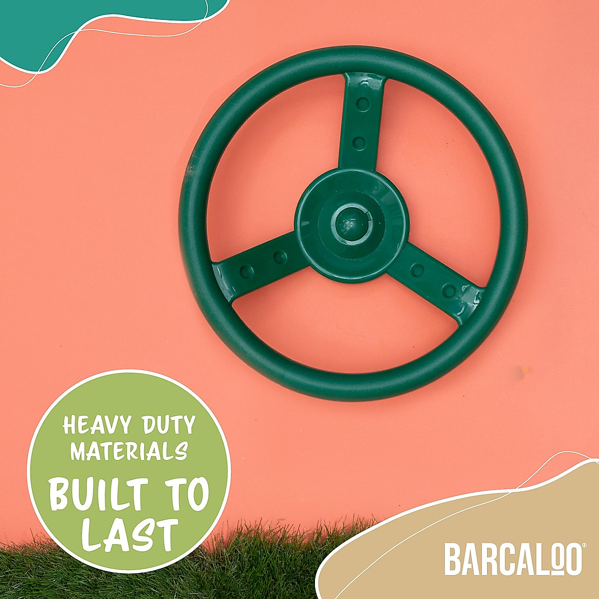 Barcaloo Playground Equipment Steering Wheel, Jungle Gym Accessory for Backyard Swing Set, Driving Wheel for Kids, Easily Mounted on Any Wall Panel, Swing Set Steering Wheel for Toddler