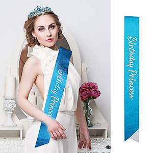 Blue Princess Birthday Crown - Happy Birthday Tiara Headband & Decoration
