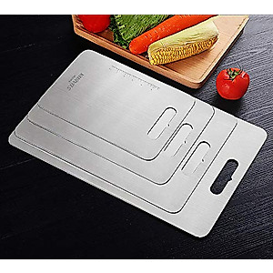 KORVOS 304 Food-Grade Stainless Steel Cutting Boards for Kitchen, Butcher Block Board for Meat, Cheese, Vegetable, Heavy Duty Chopping Board, Easy to Clean