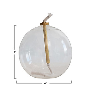 Creative Co-Op Mid Century Glass Sphere Brass Fitting, Clear Oil Lamp