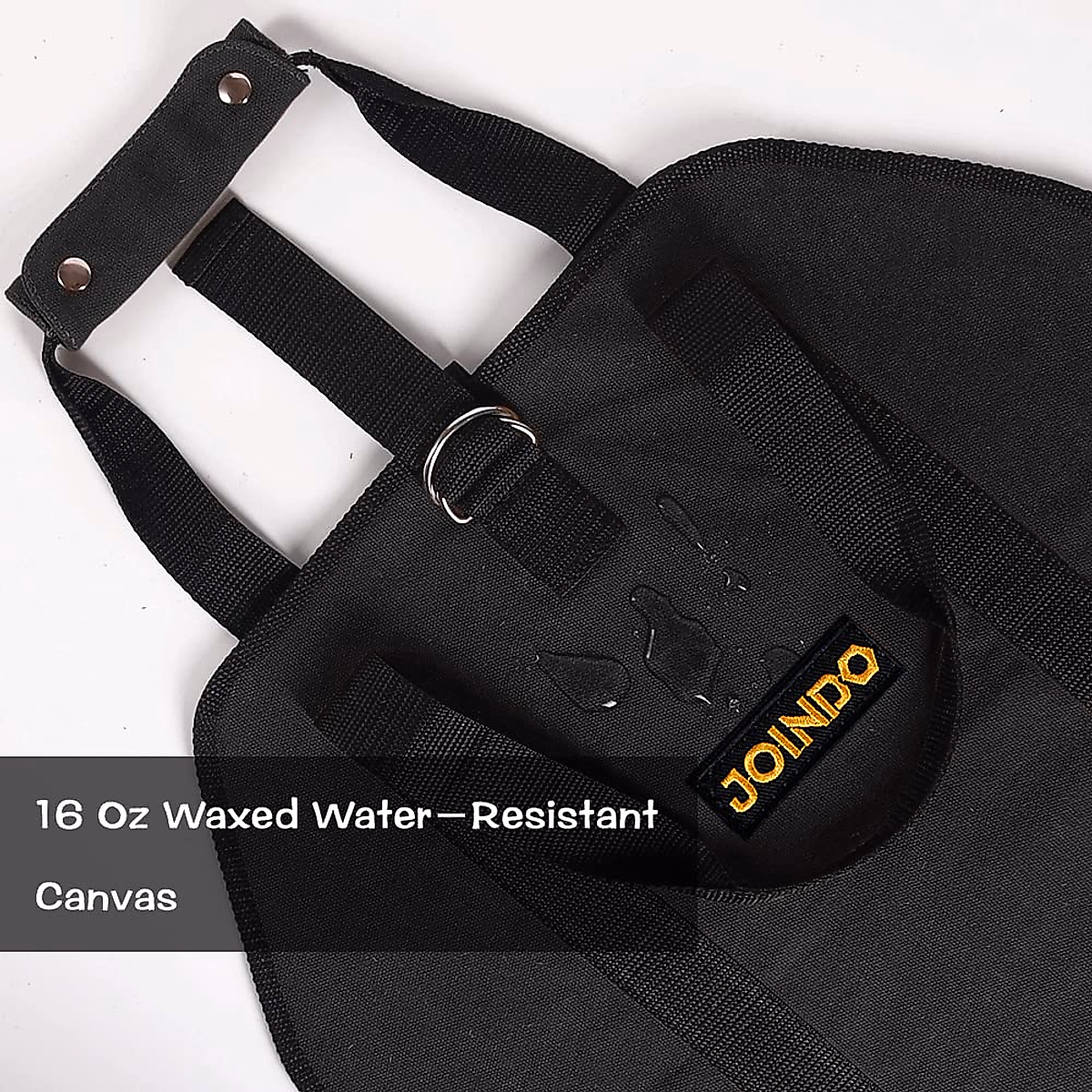 JOINDO Waxed Canvas Firewood Log Carrier, Large Log Tote Bag for Firewood, Heavy Duty Firewood Tote Bag, Water Resistant Wood Carrying Bag With Handles for Outdoor Camping Fireplace,Black