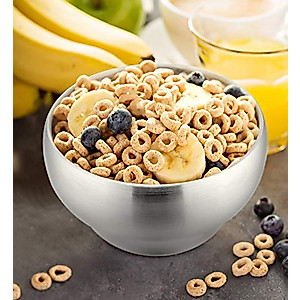 E-far Bowls for Kids Toddlers, 12 Ounce Double-deck 18/10 Stainless Steel Bowls for Baby Children, Healthy & Matte Finish, Insulated & Shatterproof - Set of 4