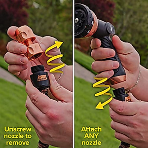 Pocket Hose Copper Bullet AS-SEEN-ON-TV Expands to 50 ft REMOVABLE Turbo Shot Multi-Pattern Nozzle 650psi 3/4 in Solid Copper Anodized Aluminum Fittings Lead-Free Lightweight No-Kink Garden Hose