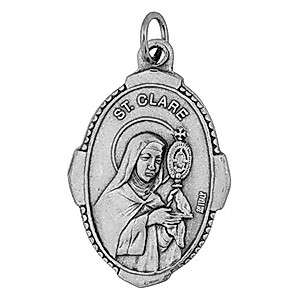 1" Saint Clare Medal with Prayer Card | Durable and Detailed Charm | Pendant Medal Carded with Prayer | Christian Jewelry