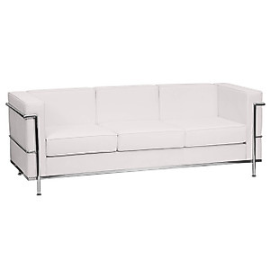 Flash Furniture HERCULES Regal Series Contemporary White LeatherSoft Sofa with Encasing Frame