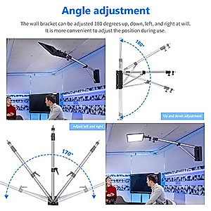 Neewer Wall Mounting Triangle Boom Arm for Photography Strobe Light, Monolight, Softbox, Reflector, Umbrella and Ring Light, Support 180 Degree Rotation, Max Length 5.5 feet/169cm (Silver)