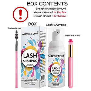 Vemofoper Lash Shampoo for Lash Extensions, Eyelash Extension Cleanser 60ml + Rinse Bottle + Brushes, Lash Bath for Eyelash Extensions, Lash Cleaner, Paraben & Sulfate Free, Salon and Home Use