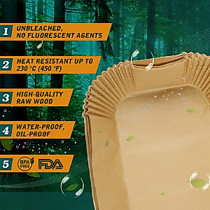 Aieve Air Fryer Liners Disposable, 100Pcs Non-Stick Parchment Paper Sheets Accessories for Ninja Air Fryer XL