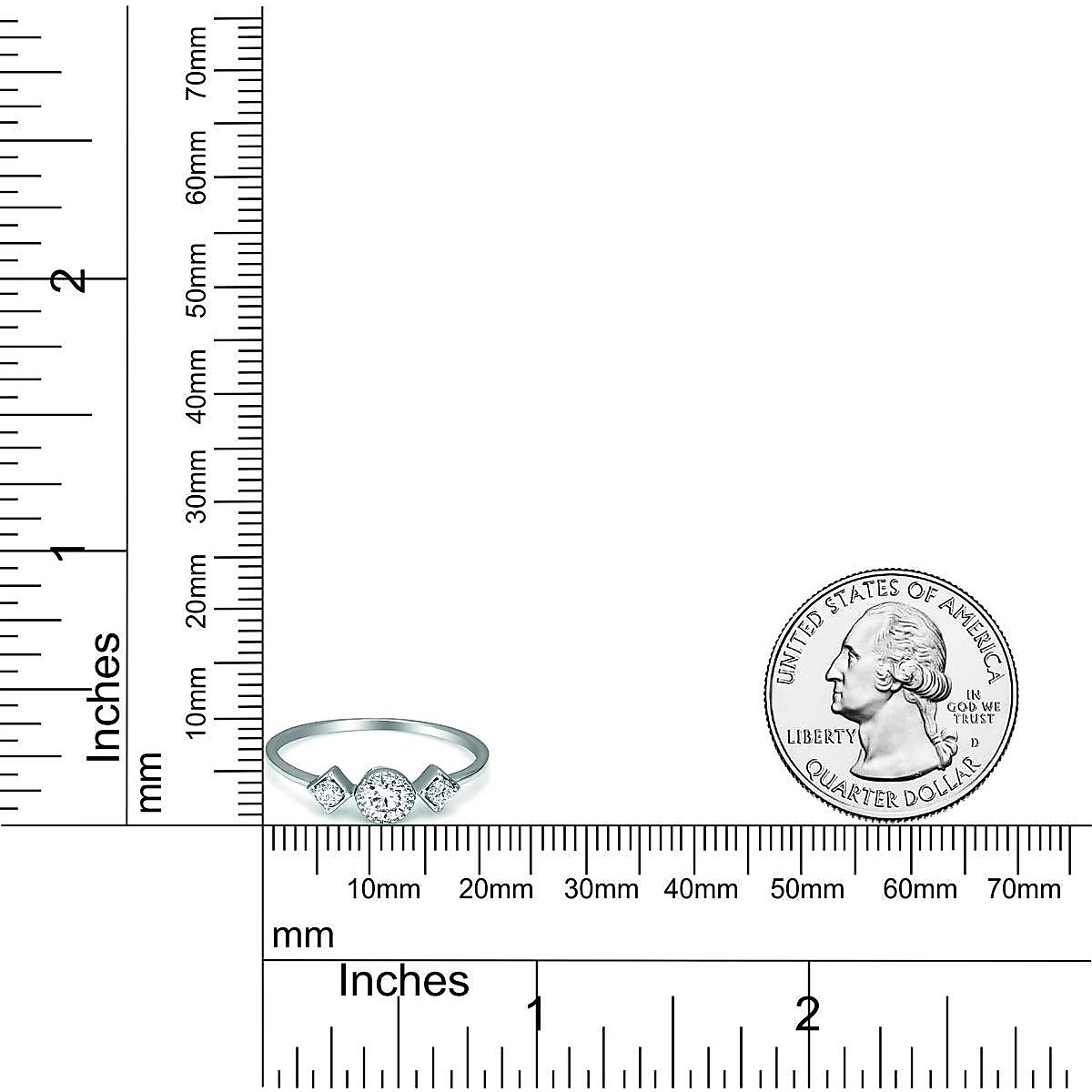 1/3 Carat | 10K White Gold | Lab Grown Solitaire 3 Stone Diamond Ring Prong Setting | Brilliant-Cut Round Shape Diamond | F-G Color, SI1-SI2 Clarity Friendly Diamonds
