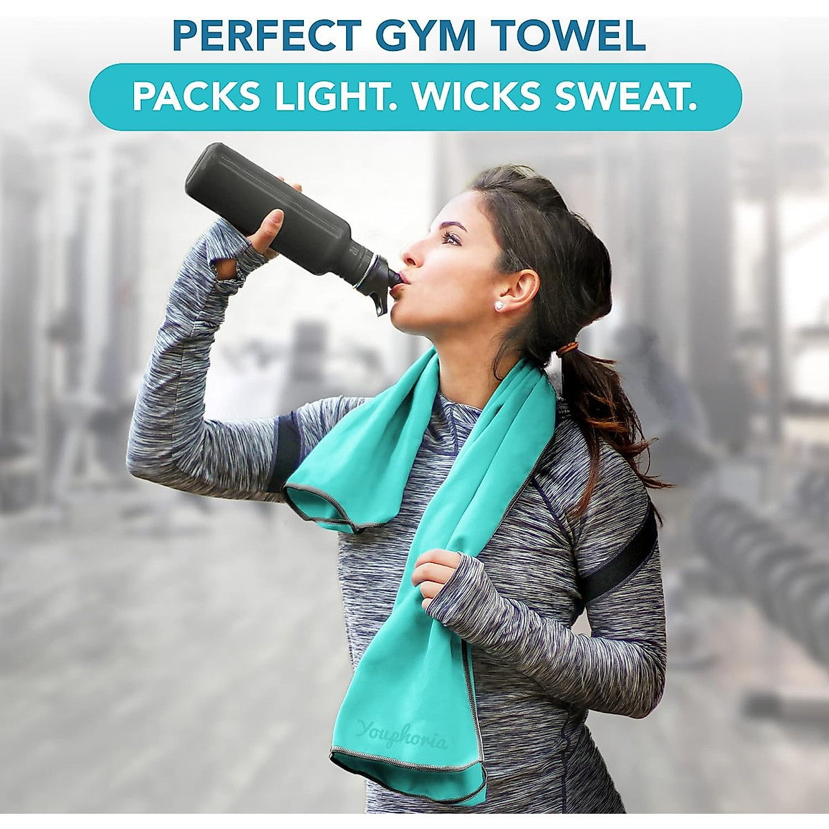 Youphoria Microfiber Travel Towel Fast Drying Lightweight - Quick Dry Towel for Camping, Beach, Backpacking, Hiking, & Sport