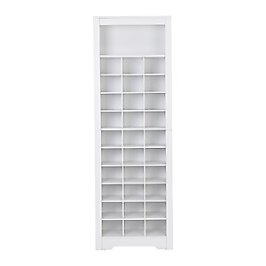 Bellemave Shoe Cubby Storage Organizer Cabinet 30 Shoe Cubby Console Wood Shoe Cabinet, White