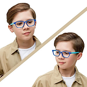 Okany Blue Light Glasses for Kids 3 Pack Anti Glare & Eye Strain Glasses Computer TV Phone Tablets UV Protection Glasses for Kids Boys Girls Age 3-10 (Black + Transparent + Leopard)